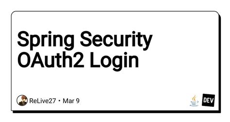 Spring Security Oauth2 Login R Devto
