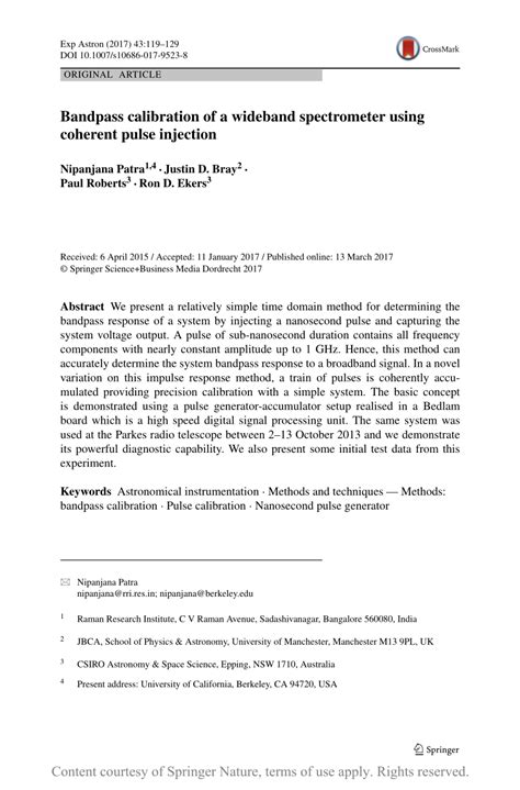 Bandpass Calibration Of A Wideband Spectrometer Using Pulse Injection