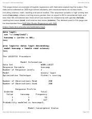 Proc Logistic SAS Annotated Output Pdf Proc Logistic SAS