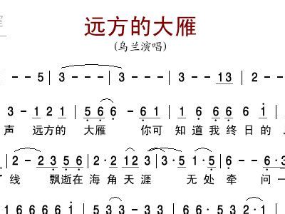 远方的大雁 乌兰 歌谱 简谱