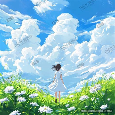Ai创作图浪漫动漫洁白云朵 动漫中童话中的白云 动漫中的白云 动漫风格白云 动漫童话中的白云 梦幻风景女孩 动漫白云素材 插画蓝天白云 春之风影治愈系小插画 淡云下的白色花海 梦幻少女插画