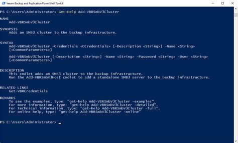 Using Get Help Veeam Backup Powershell Reference