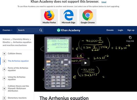 Khan Academy Arrhenius Equation Instructional Video For 9th 10th Grade Lesson Planet