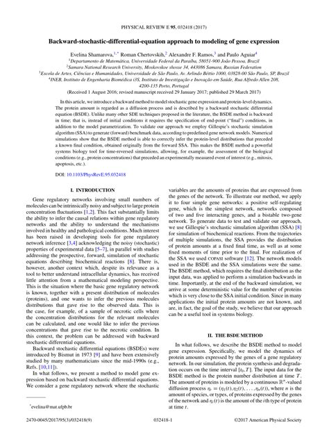 Pdf Backward Stochastic Differential Equation Approach To Modeling Of Gene Expression
