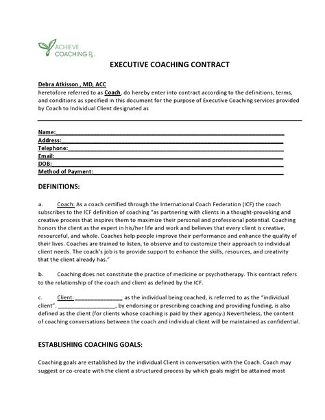 40 Professional Coaching Contract Templates Free
