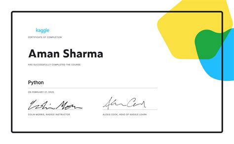 Aman Sharma Completed The Python Course On Kaggle