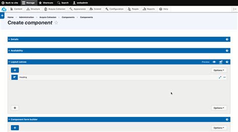 using the layout canvas to create layouts for templates and components