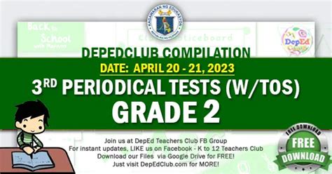 Grade 2 3rd Quarter Periodical Tests With Tos The Deped Teachers Club