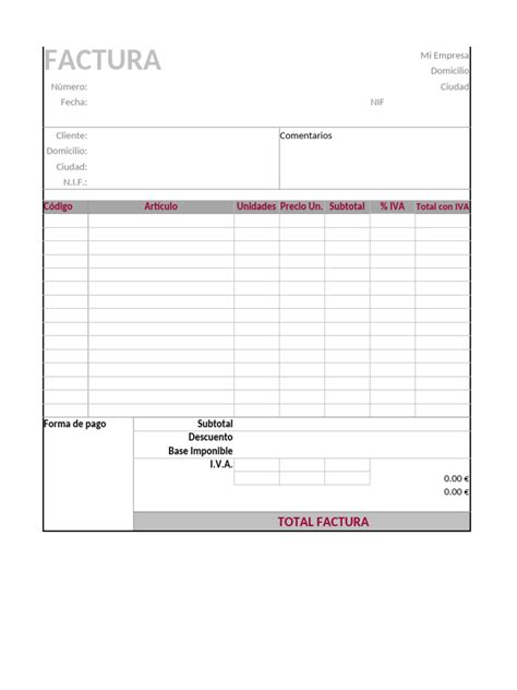 Modelo Factura Excel Pdf