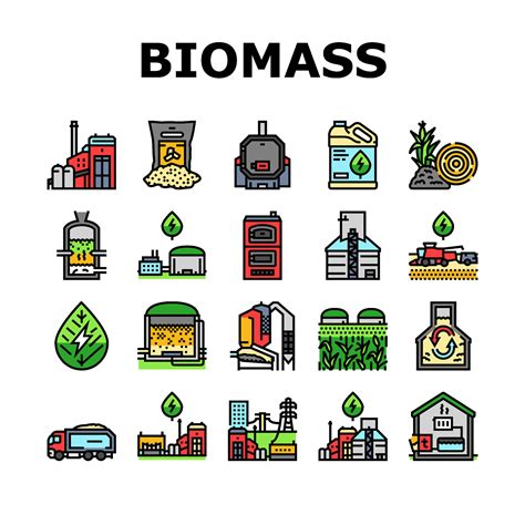 Biomass Energy Plant Power Icons Set Vector 36278525 Vector Art At Vecteezy
