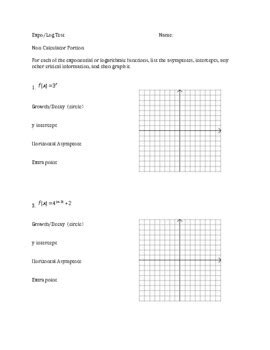 Exponential Logarithmic Functions Test By Lesiecki Online TpT