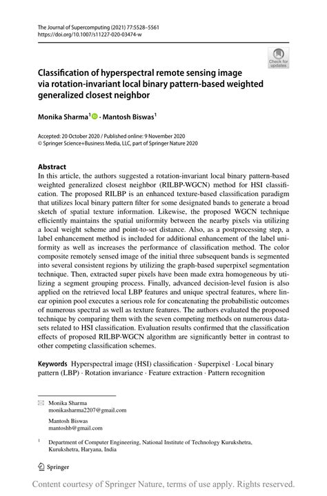 Classification Of Hyperspectral Remote Sensing Image Via Rotation