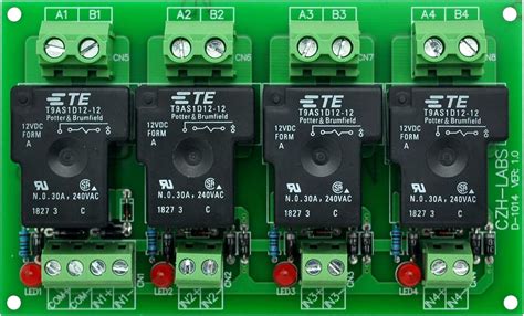 Czh Labs 12v Passive 4 Spst No 30amp Power Relay Module Board Amazon