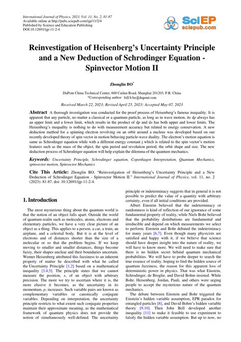 Pdf Reinvestigation Of Heisenbergs Uncertainty Principle And A New