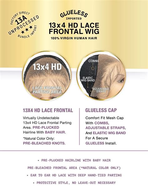 Sensationnel 13a Glueless 100 Human Hair 13x4 Frontal Hd Lace Wig