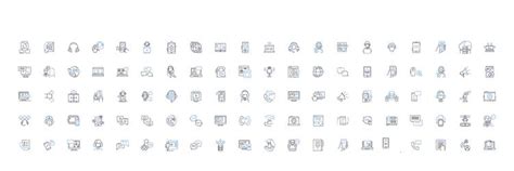 Program Line Icons Collection Software App Code Vector Image