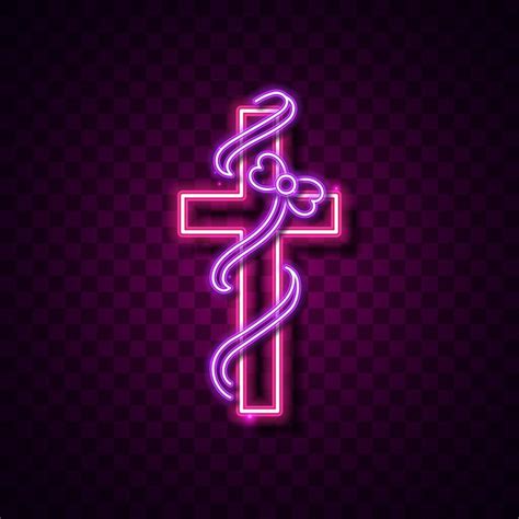Neón Luz Brillo Brillante Brillante Fondo Vector Cruz Jesús