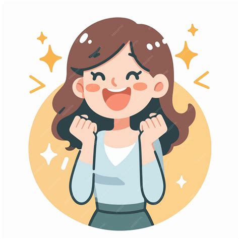 Vector Happy Excited Woman Cartoon Illustration Premium Vector