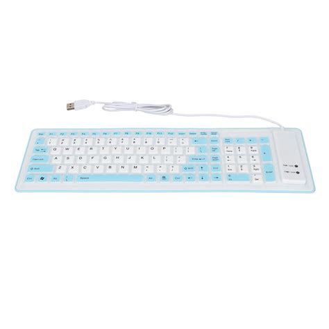 Sarapandan Usb Wired Foldable Silicone Keyboard 103 Keys Mute Design For Pc Laptop Blue