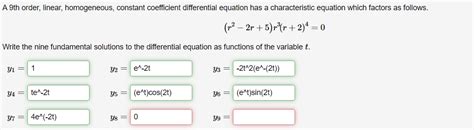 Solved A 9th Order Linear Homogeneous Constant