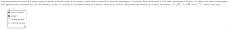 Solved A Natural Numberintegerrational Numberirrational Chegg
