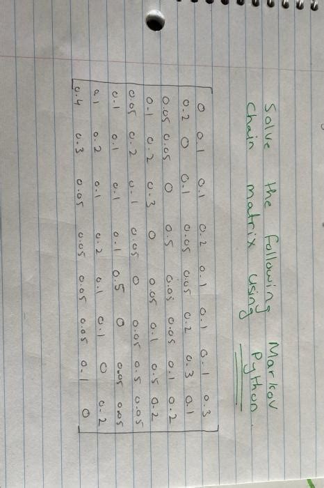 Solve Chain The Following Matrix Using Markov Python