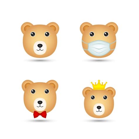 흰색 바탕에 곰 머리 프리미엄 벡터