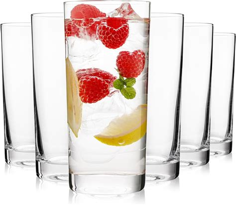Highball Glasses Set Of 6 16oz Tall Drinking Glasses Water Glass For