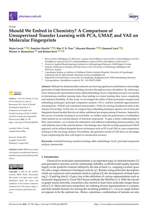 Pdf Should We Embed In Chemistry A Comparison Of Unsupervised Transfer Learning With Pca