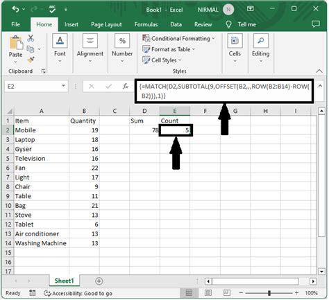 How To Count Rows Until A Certain Sum Value Is Reached In Excel