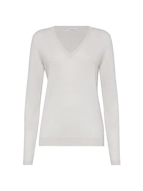 Brunello Cucinelli Sparkling Cashmere And Silk Lightweight Sweater