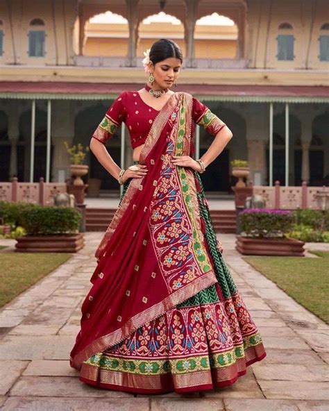 Womens Traditional Printed Lehenga Choli Set With Embroidered Dupatta