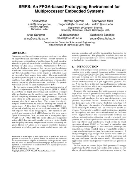 Pdf Smps An Fpga Based Prototyping Environment For Multiprocessor Embedded Systems Abstract