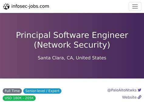 Hiring Principal Software Engineer Network Security In Santa Clara Ca United States R