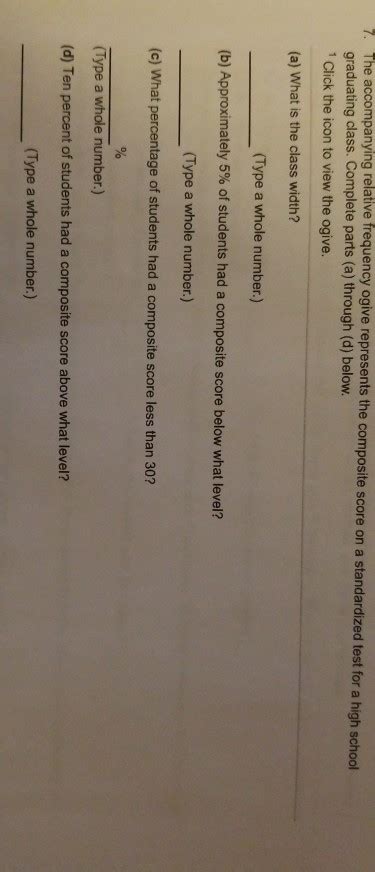 Solved 7 The Accompanying Relative Frequency Ogive