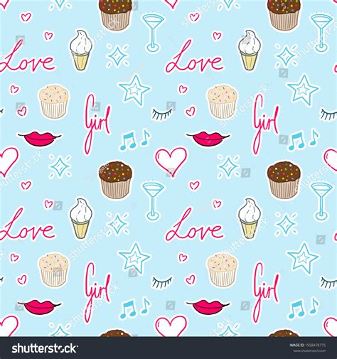 Vector Fashion Pattern Girly Seamless Texture Stock Vector Royalty