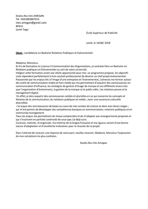 Lettre De Motivation Stage Bts Communication Ere Ann E