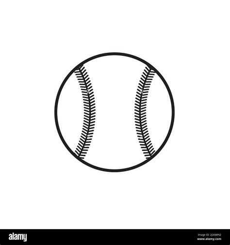 Vector Black Outline Baseball Ball Silhouette Isolated On White