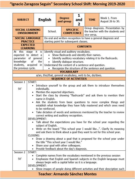 English Planning Secondary Pdf Vocabulary Question