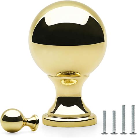 Furfitt 4 Pack Ball Cabinet Knobs Polished Brass 1 Inch25mm Solid