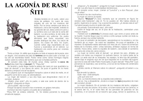 La AgonÍa De Rasu Ñiti Análisis Y Comprensión De Lectura Studocu