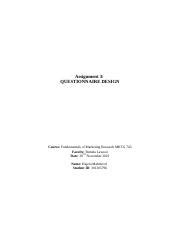 Assignment 3 Questionnaire Design Docx Assignment 3 QUESTIONNAIRE