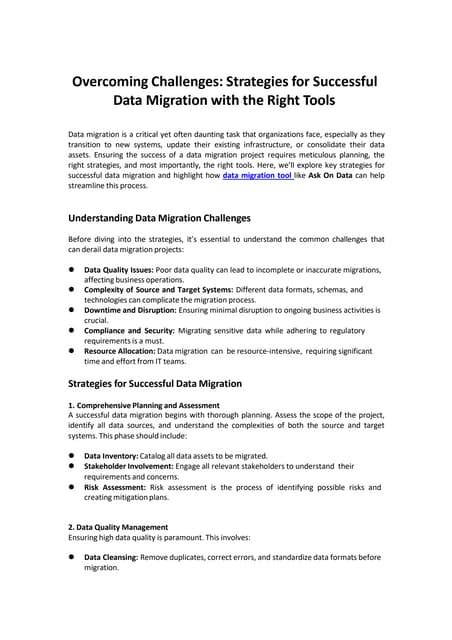 Strategies For Successful Data Migration Tools Pptx