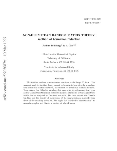 Non Hermitian Random Matrix Theory Method Of Hermitian Reduction