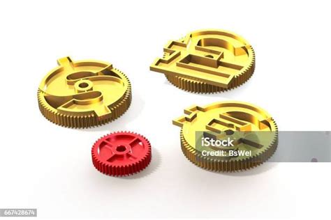 황금 달러 표시 파운드 유로 기호 3 차원 일러스트 레이 션과 기어 0명에 대한 스톡 사진 및 기타 이미지 0명 개념 경제 Istock