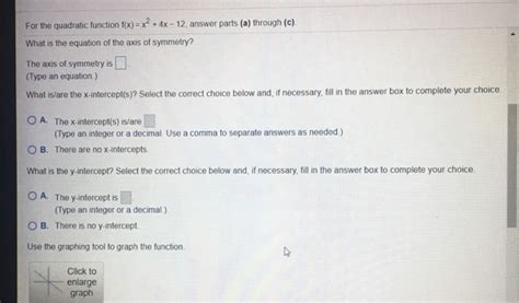 solved for the quadratic function f x x2 4x 12 answer