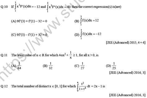 Jee Mathematics Application Of Derivatives Mcqs Set A With Answers