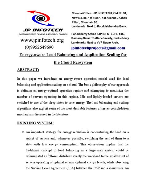 energy aware load balancing and application scaling for the cloud pdf
