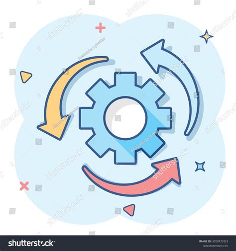 Workflow Process Icon Comic Style Gear Stock Vector Royalty Free Shutterstock