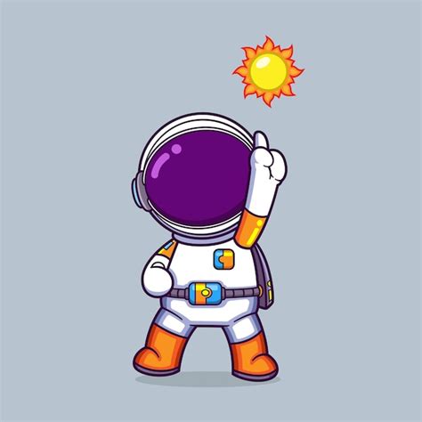 Premium Vector The Astronaut Is Standing While Pointing Up To The